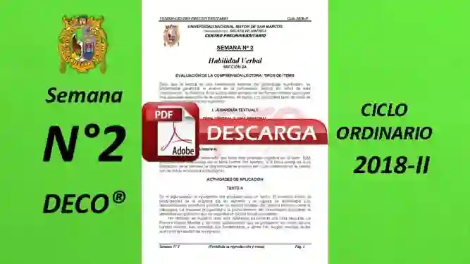 Semana 2 Pre San Marcos 2018 Ii Unmsm Pdf Solucionarios San Marcos